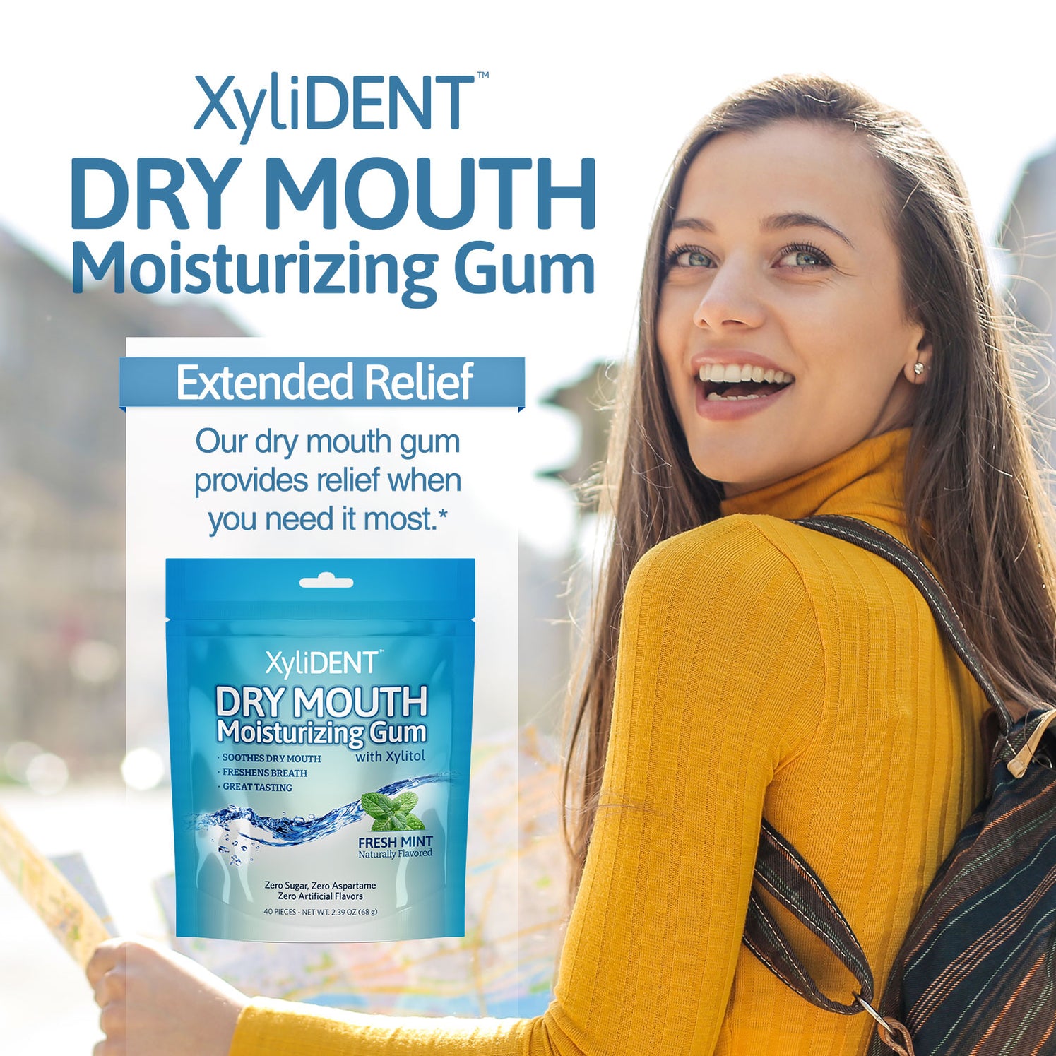 Dry Mouth Gum with Xylitol, Stevia, Monk Fruit | XyliDENT